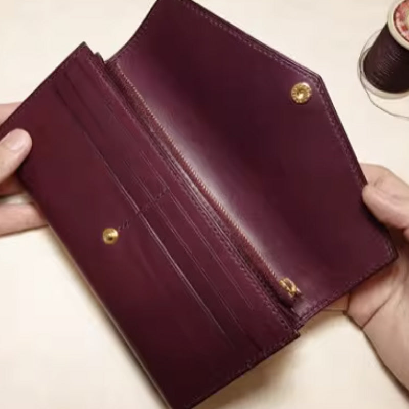 Leather Sewing Small Accessories: Woman Long Wallet (DIY PDF Pattern ...